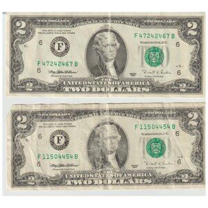 Other | Pair Of Rare Vintage 1995 2 Bills Federal Reserve Fancy ...